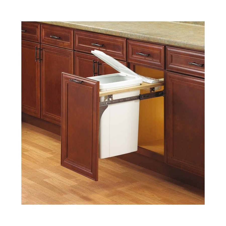 Knape and Vogt PDMTM145-1-50WH, 50 Quart Wood Frame Single Trash ...
