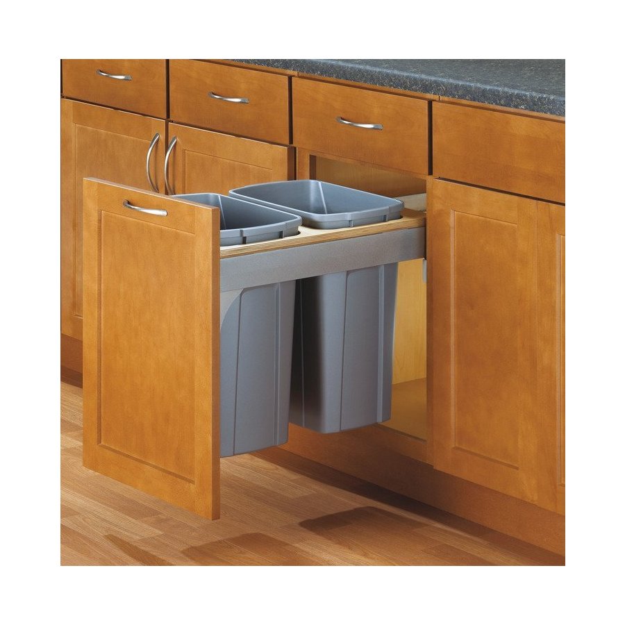 Knape and Vogt TSC15-2-35PT, 2 x 35 Quart Side Mount Double Waste Bin ...