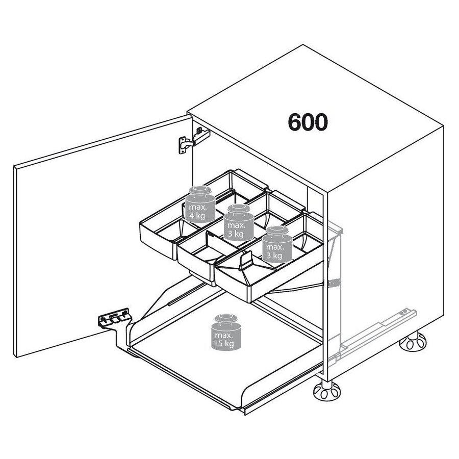 Hafele 545.17.356, Base Unit Pull-Out Kitchen Tower 450, 22-1/8 Inch ...
