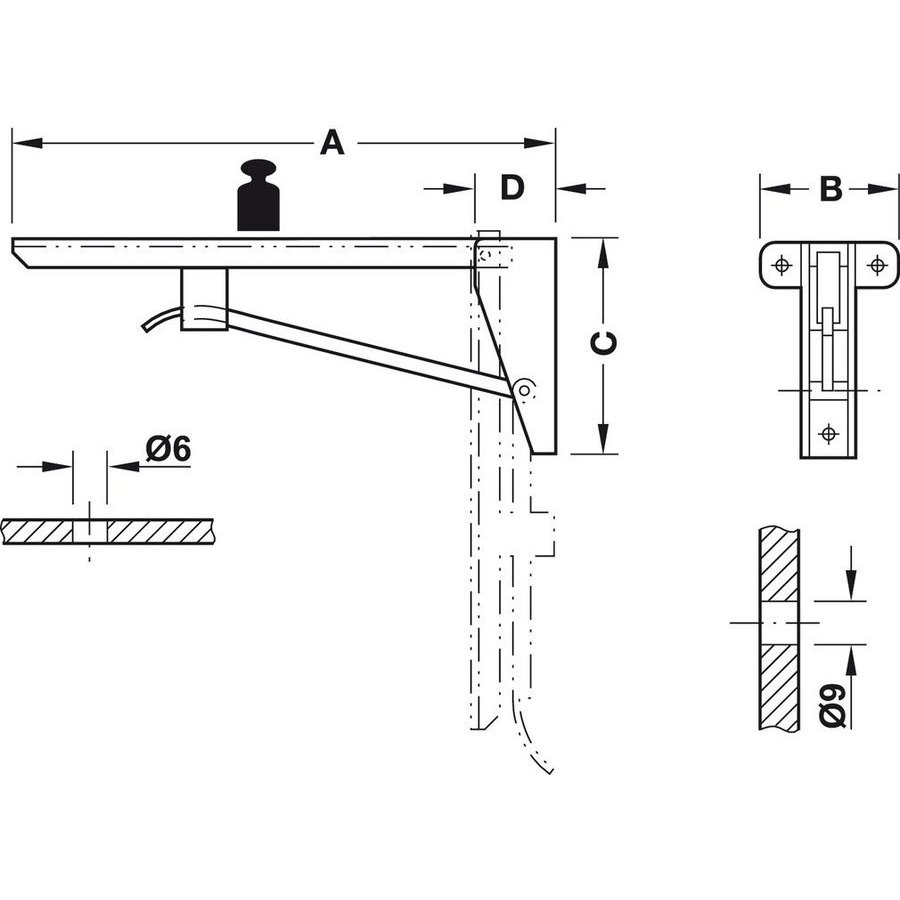 Hafele 287.42.449, Hebgo 26-3/4 Inch x 3-1/4 Inch x 7 Inch Light-Duty ...