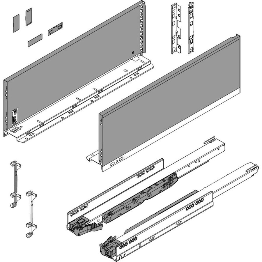 Blum 770C50S0S, 20 Inch Length Series C LEGRABOX Metal Drawer System ...
