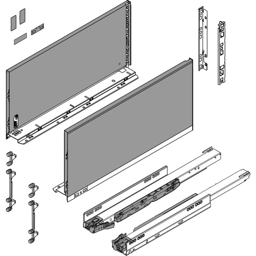 Blum 770F45S0S, 18 Inch Length Series F LEGRABOX Metal Drawer System ...