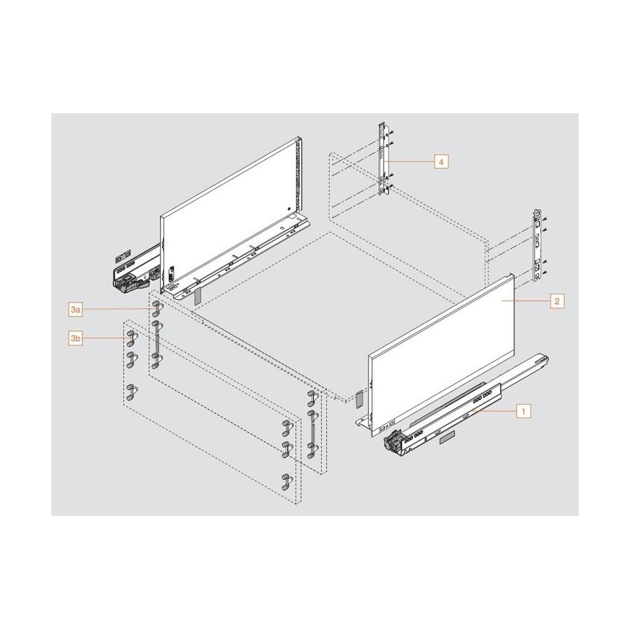 Blum 770F45S0S, 18 Inch Length Series F LEGRABOX Soft Close Metal ...