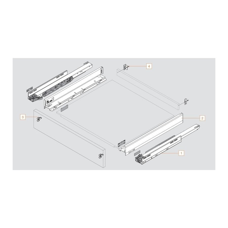 Blum 770N45S0S, 18 Inch Length Series N LEGRABOX Soft Close Metal ...