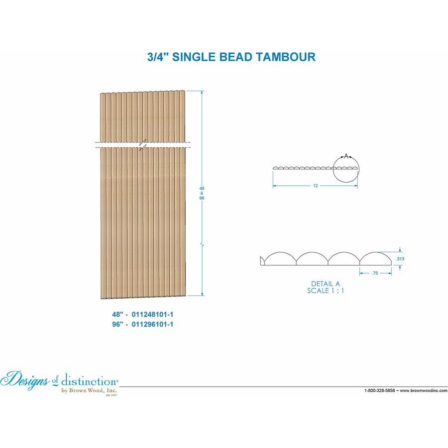 Brown Wood 011248101AK1, Solid Wood 3/4 Inch Bead Width Flexible ...