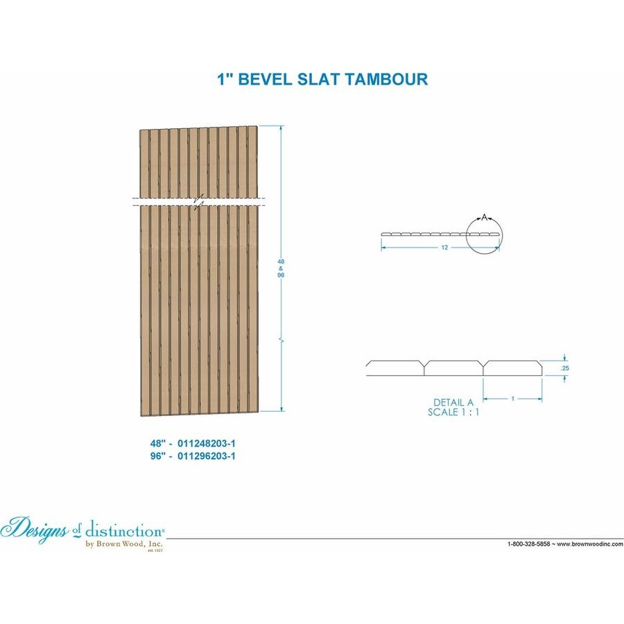 Brown Wood 011248203HM1, Solid Wood 1 Inch Width Bevel Slat Flexible ...