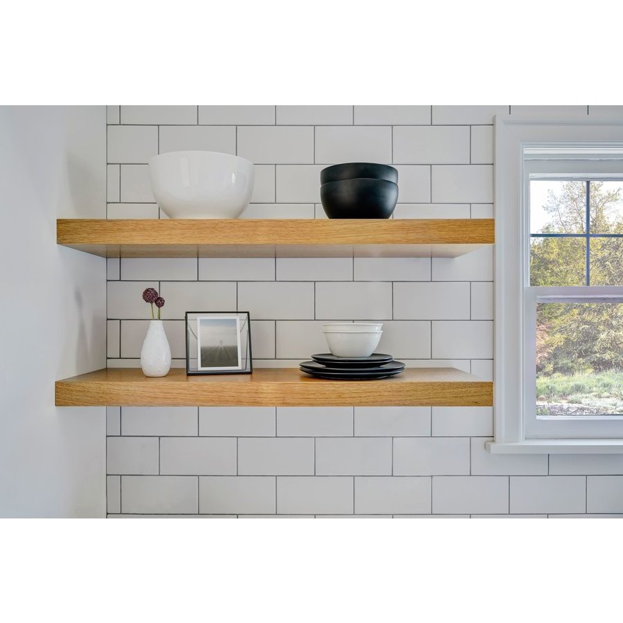 36 Inch Width x 10 Inch Depth Floating Maple Shelf with Two Brackets ...