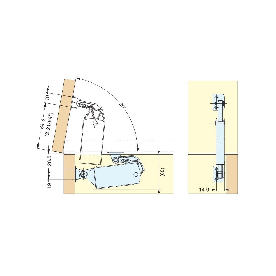 Sugatsune S-AT01S, Heavy Spring Loaded Lid Stay, Back Panel Mounted, 78 ...