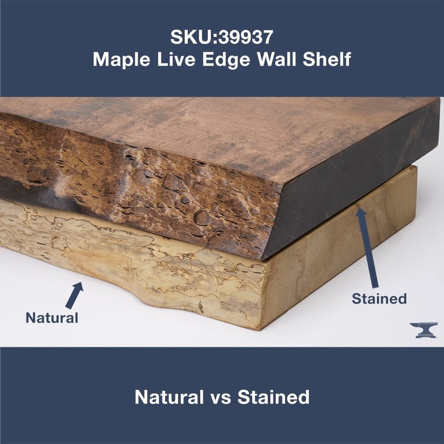 Federal Brace 39934, 24 Inch Width Maple Live Edge Wall Shelf, Natural ...