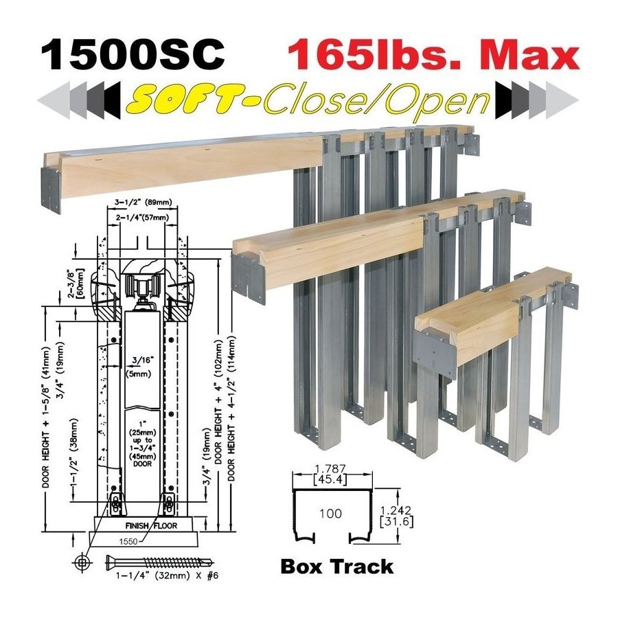 Johnson Hardware 153080SC, 1500SC Series Soft- Close Wall Pocket Door ...
