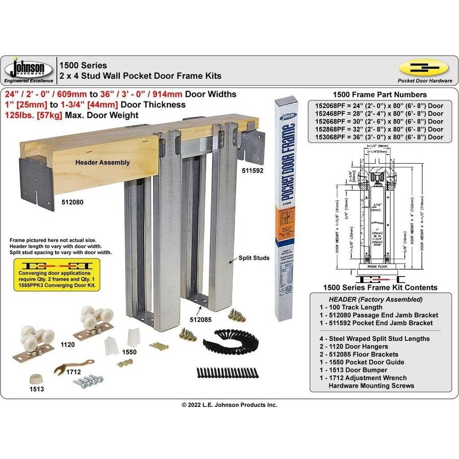 Johnson Hardware 15602668PF, 30 Inch x 80 Inch Maximum Door Size Pocket ...