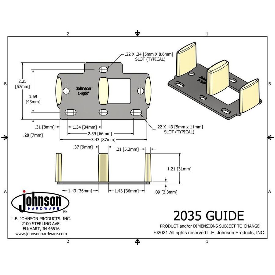 Johnson Hardware 2035, 2034 Sliding Bypass Door Guide for 1-3/8 Inch ...