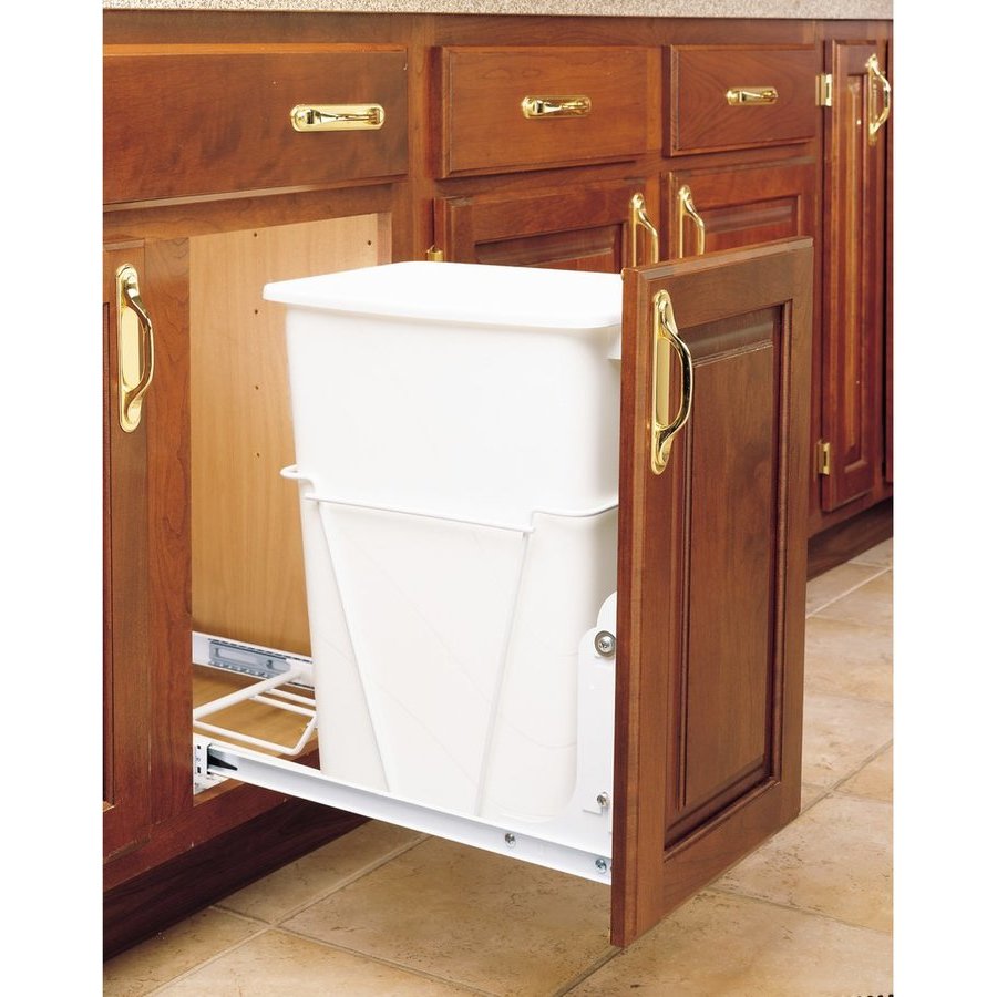 Rev-A-Shelf RV-12PB, 35 Quart Single Trash Pull-Out Waste Container 3/4 ...