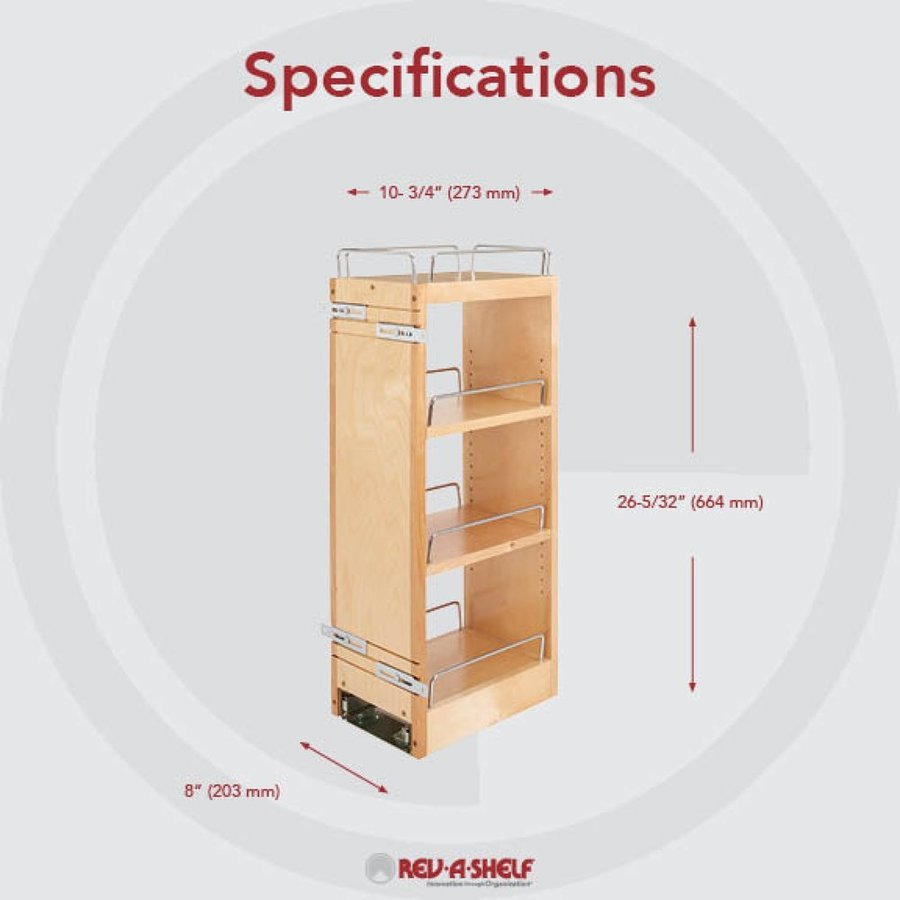 Rev-A-Shelf 448-BBSCWC-8C, 8 Inch Width Kitchen Upper Cabinet Pull-Out ...