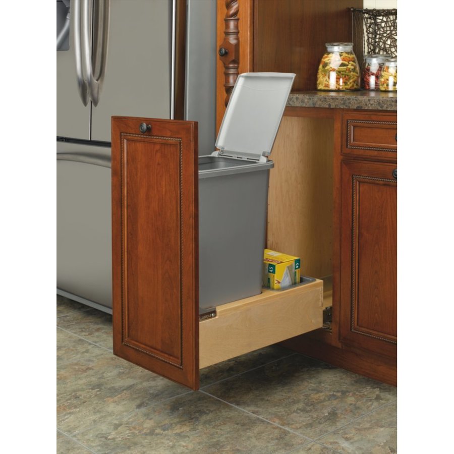 Rev-A-Shelf 4WCBM-1550DM-1, 50 Quart Wood Bottom Mount Single Trash ...