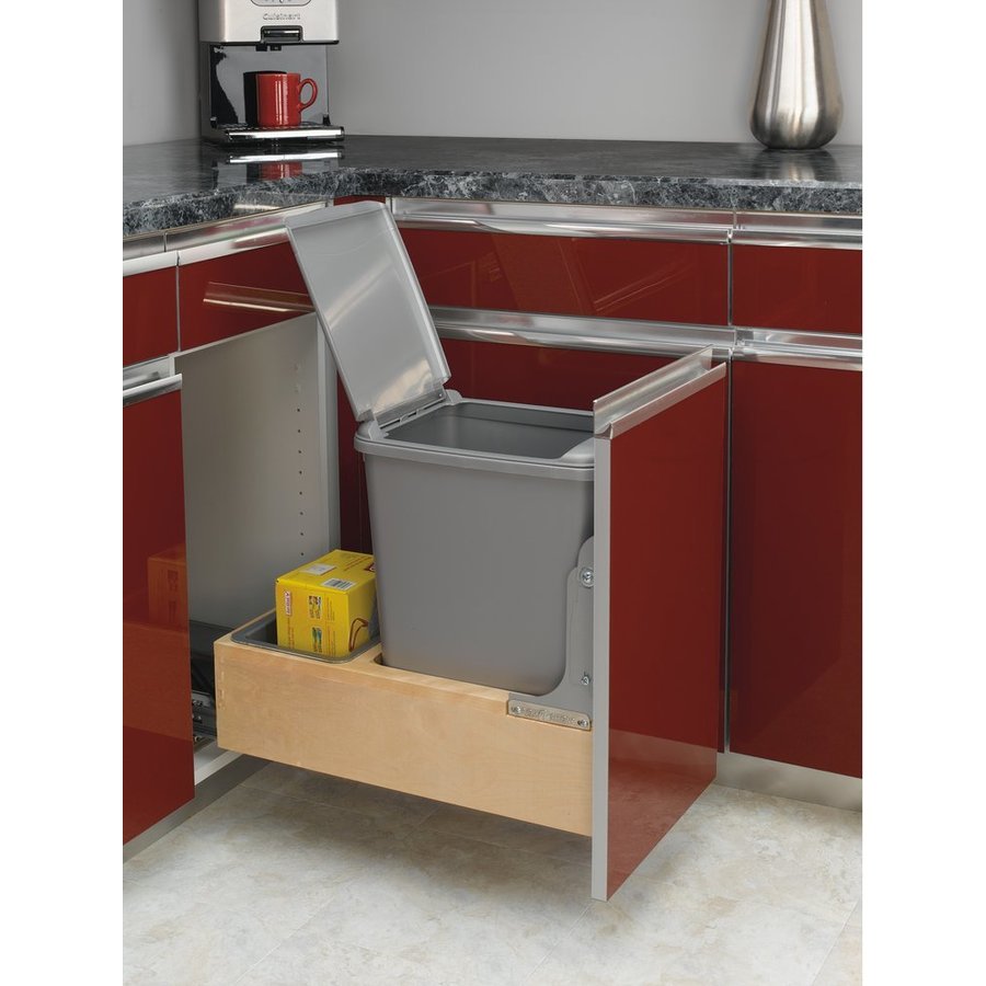 Rev-A-Shelf 4WCBM-15DM-1, 35 Quart Wood Bottom Mount Single Trash Pull ...