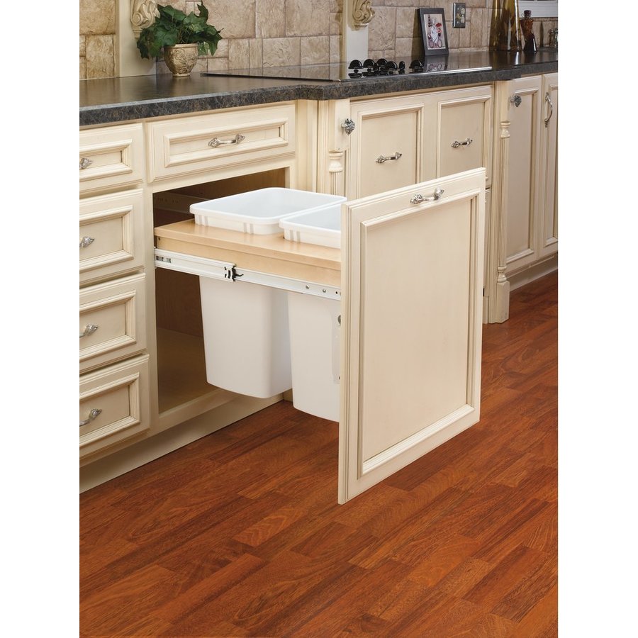 Rev-A-Shelf 4WCTM-24DM2, 35 Quart Wood Top Mount Double Trash Pull-Out ...
