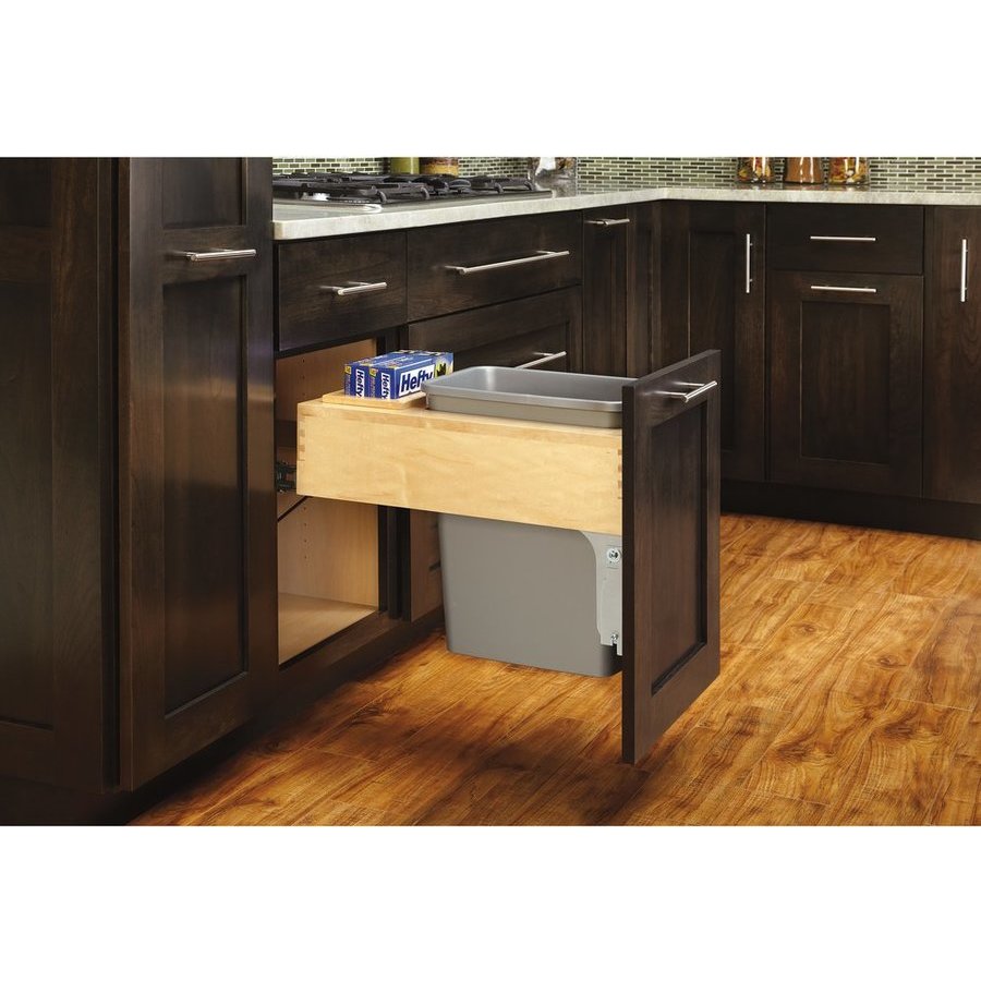 Rev-A-Shelf 4WCTM-RM-1835DM-1, 35 Quart Wood Top Mount Single Trash ...
