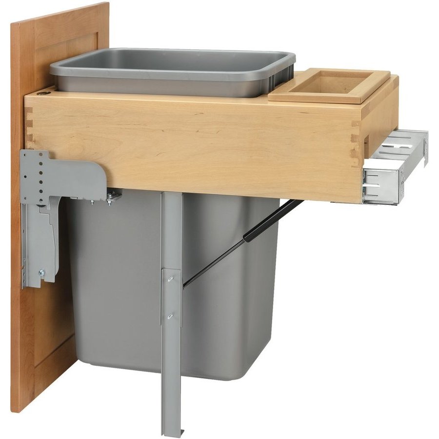 Rev-A-Shelf 4WCTM-RM-1850DM-1, 50 Quart Wood Top Single Trash Pull-Out ...