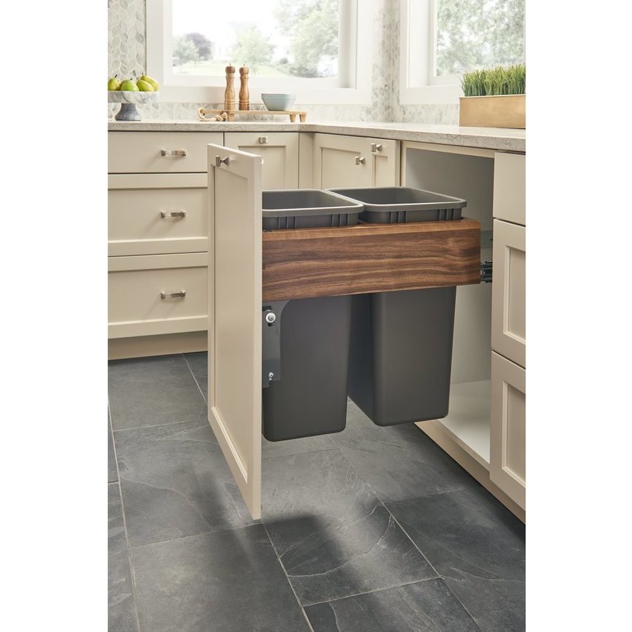 Rev-A-Shelf 4WCTM-WNRM-2150DM-2, 50 Quart Wood Top Mount Double Trash ...