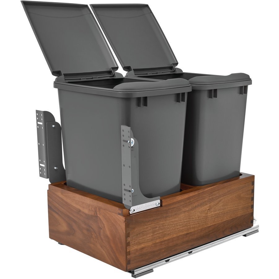 Rev-A-Shelf 35 Quart Wood Bottom Mount Double Trash Pull-Out Waste ...