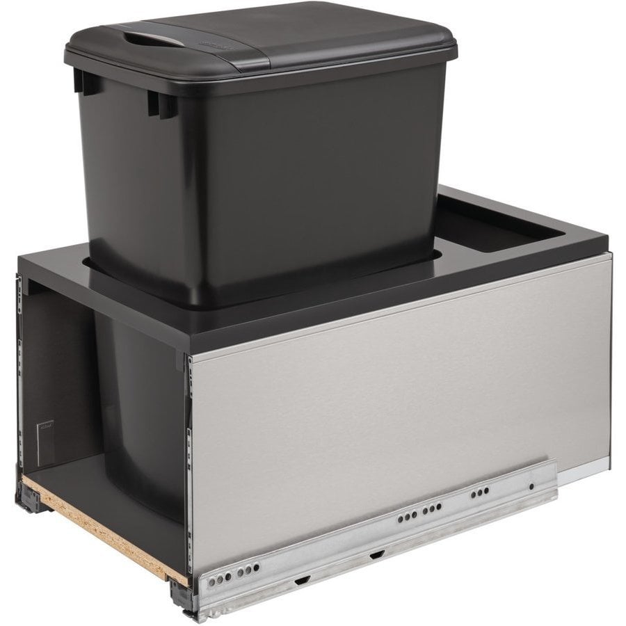 Rev-A-Shelf 35 Quart Bottom Mount Single Trash Pull-Out Waste Container ...