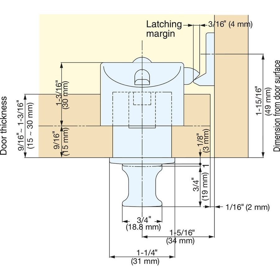Sugatsune PKL-07/WHT, Push Knob Latch Only, Latch Body Not Included ...
