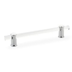 Schaub and Company 404-SB, Lumiere Pull 4" Center to Center Clear Acrylic and Satin Brass ...