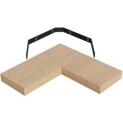 Brown Wood 01MFL102424WL1, L-Shape Floating Corner Shelf with Concealed ...