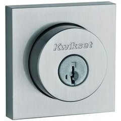 Kwikset 982SQT-26S.DS, UL Single Cylinder Halifax Square Rose Deadbolt ...