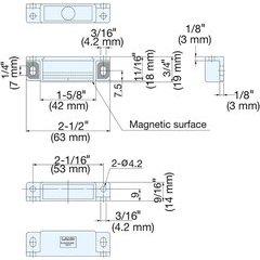 Sugatsune 6.6 lbs Magnetic Force Sealed Magnetic Catch with Pivoting ...