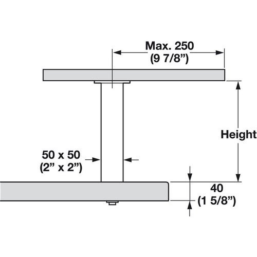 Hafele 505.23.001, Special Order, 6-11/16 Inch Height Square Countertop ...