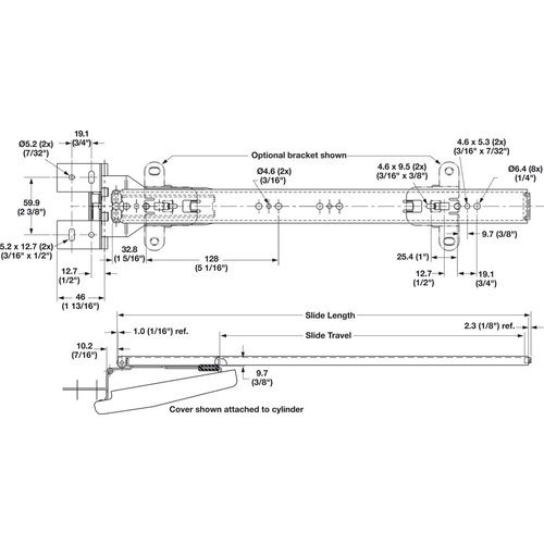 Accuride 12" Length “Over-the-Top” Flipper Door Slide with Easy Down ...
