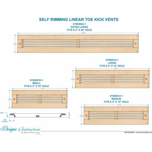 Brown Wood 01992212AL1, Solid Wood Linear Style Toe Kick Vent Cover, 13 ...