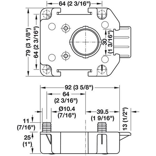 Hafele 637.76.334, AXILO Press-fit Mounting Plate, Rectangular, Black ...