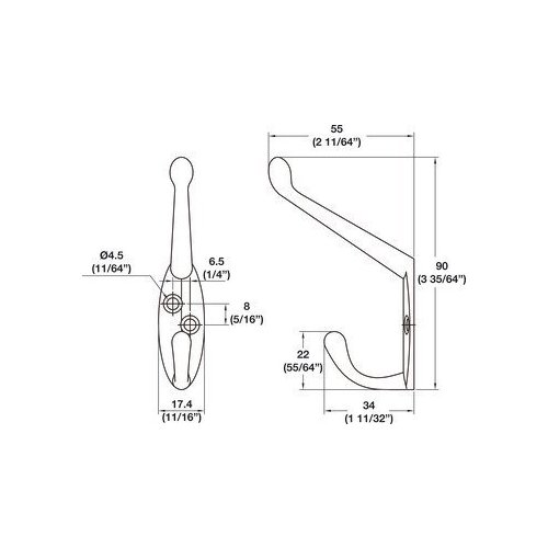 Hafele 845.01.300, Width Coat Hook, Dark Oil Rubbed Bronze ...