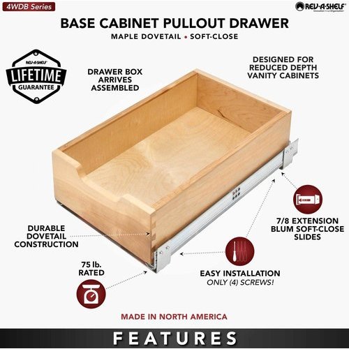 Rev-A-Shelf 4WDB-1219SC-1, 12 Inch Width Reduced Depth Wood Bottom ...