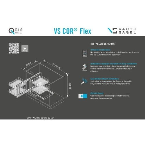 Vauth Sagel 90092000013, VS COR FLEX Saphir Base Pullout For 15 Inch Minimum Cabinet Opening ...