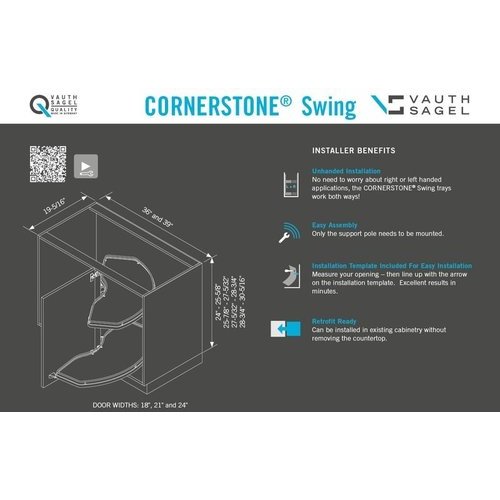 Vauth Sagel 90092000083, 27-3/16 to 28-3/4 Inch Height VS CORNERSTONE Swing Scalea Blind Corner ...